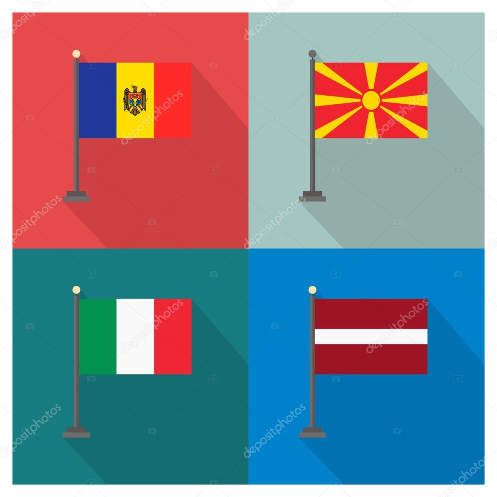 Das flache Design der 4 Länderflaggen Stock-Vektorgrafik von ©ibrandify ...