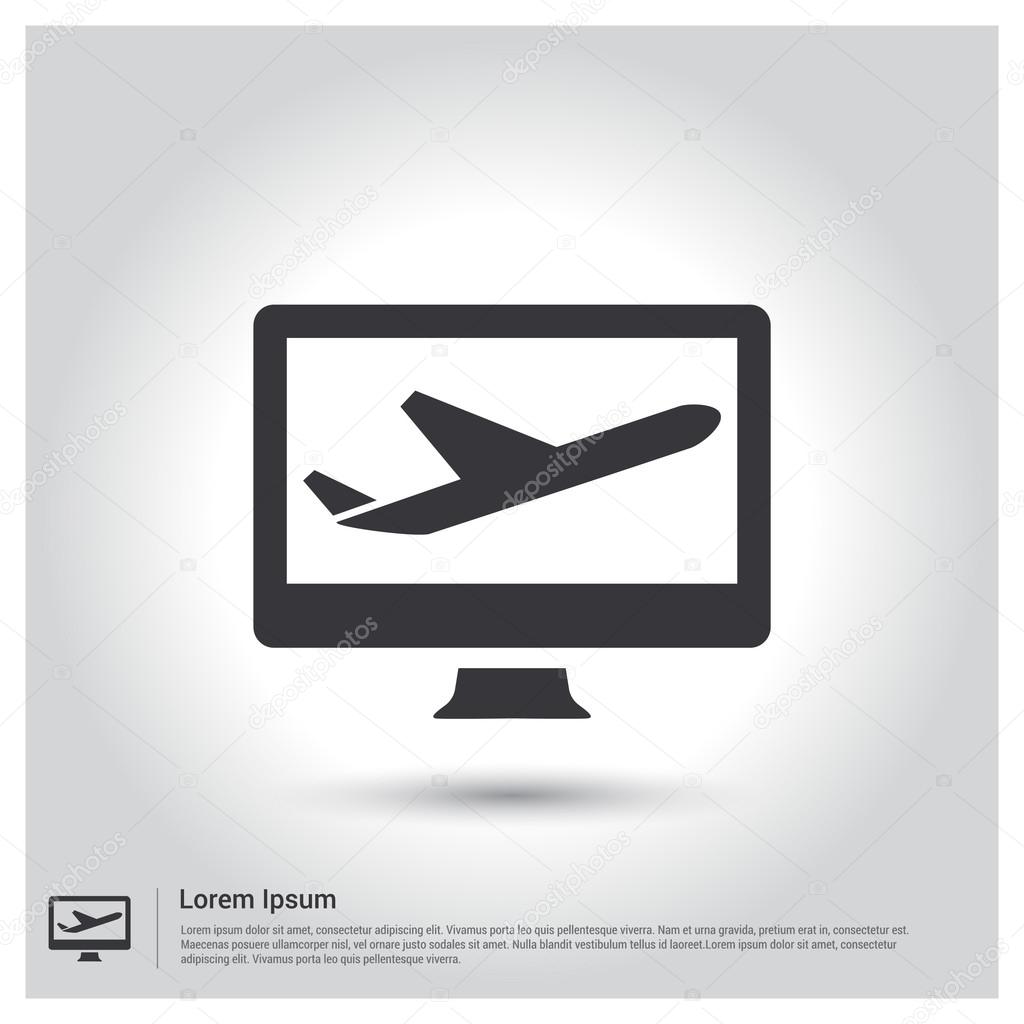 Airplane sign on desktop computer icon Stock Vector Image by ©ibrandify ...