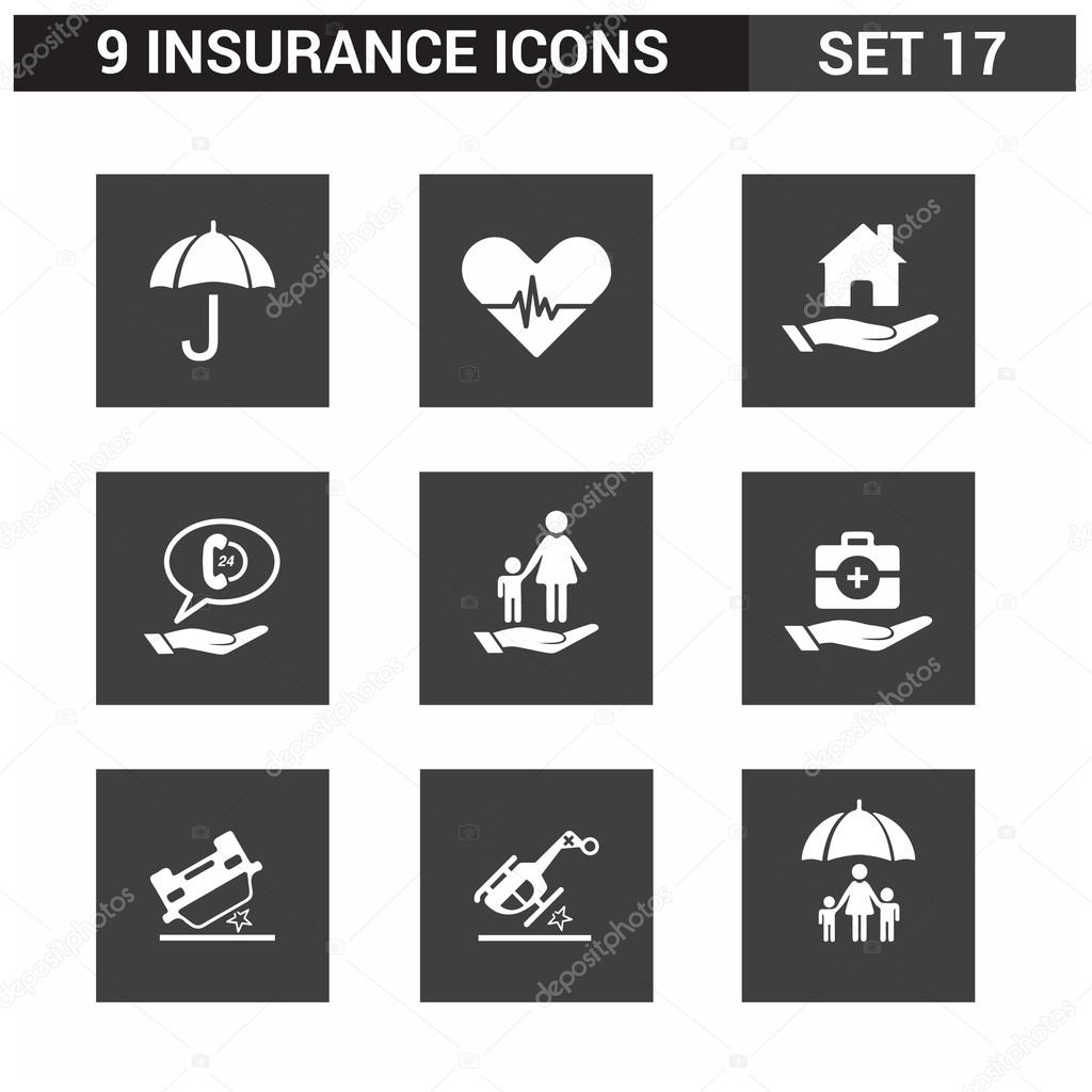 9 application Insurance Icons set. Stock Vector Image by ©ibrandify ...