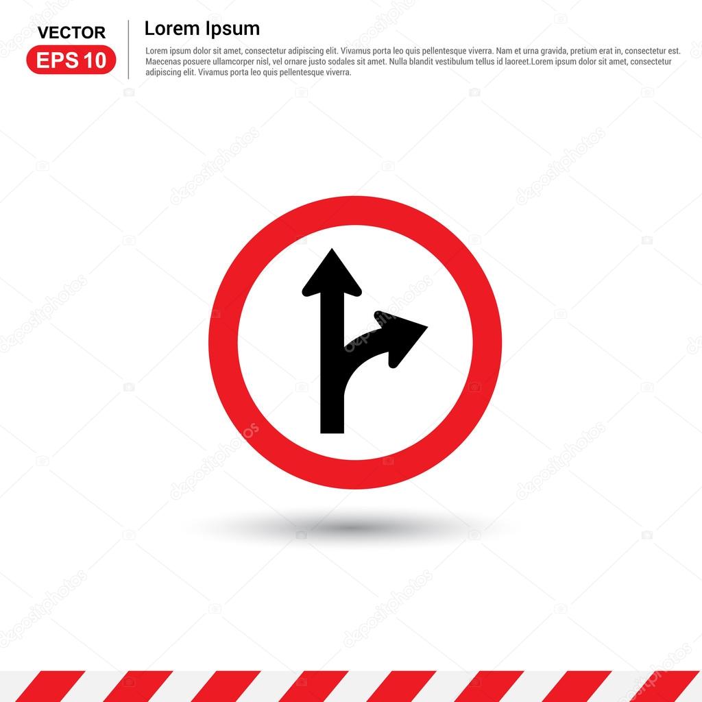 Señales de tráfico. Siga recto - Gire a la derecha - Formulario en la ...