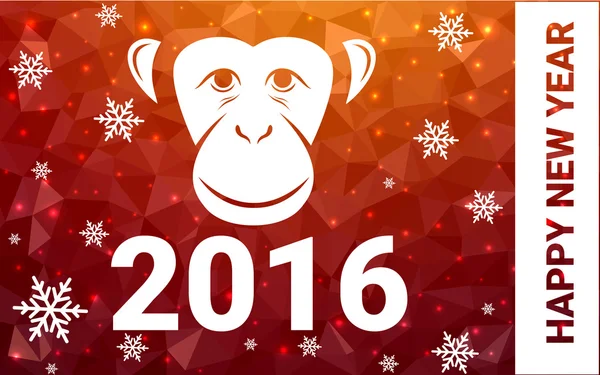 Red monkey silhouette postcard low poly style with white snow vector ...