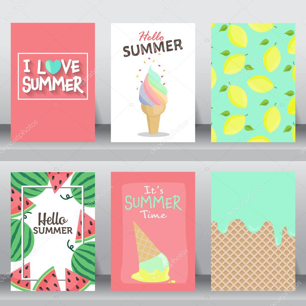 Summer poster set ⬇ Vector Image by © wongwichainae.gmail.com | Vector ...