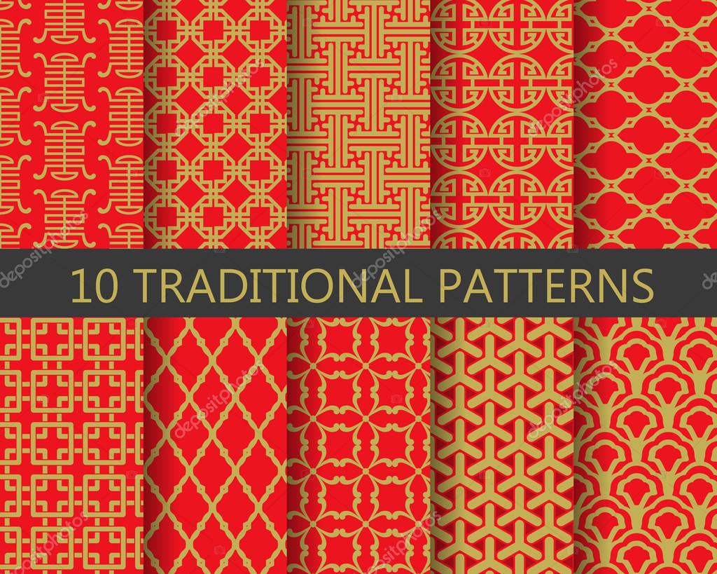 10 different traditional chinese patterns Stock Vector Image by ...