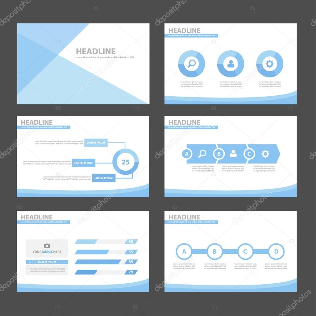 Plantillas de presentaci n azul Elementos infogr ficos conjunto de dise o plano 2024