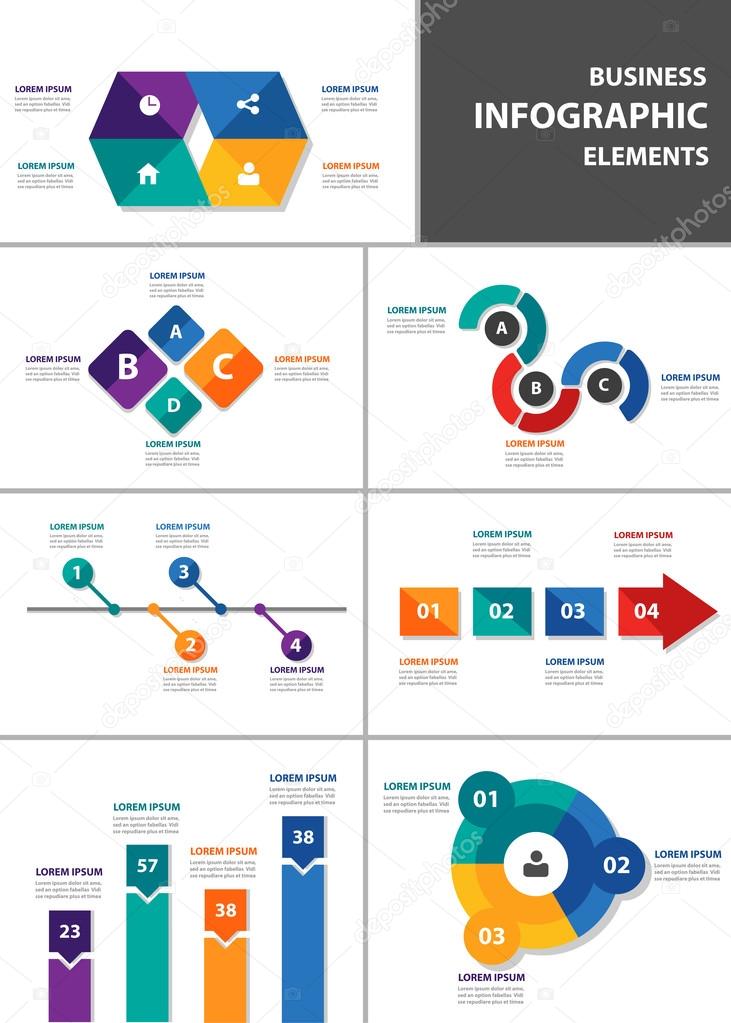 Colorful Infographic elements presentation templates flat design set ...