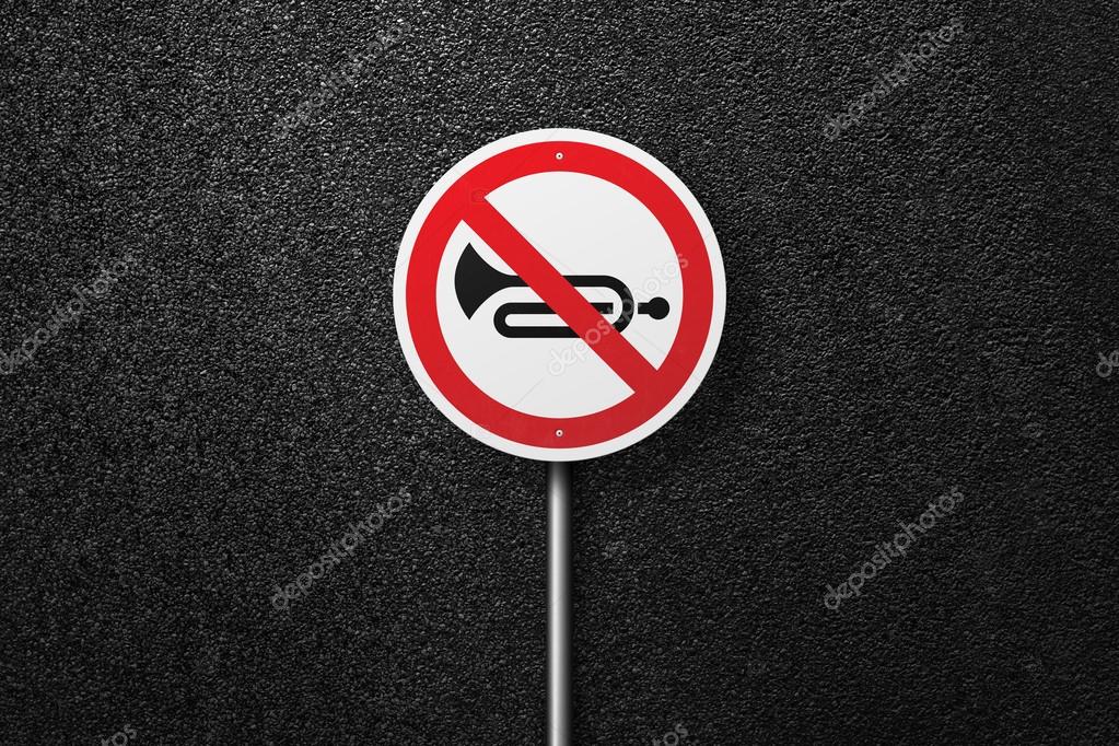Road sign circular shape with a picture of the musical instrument on a ...