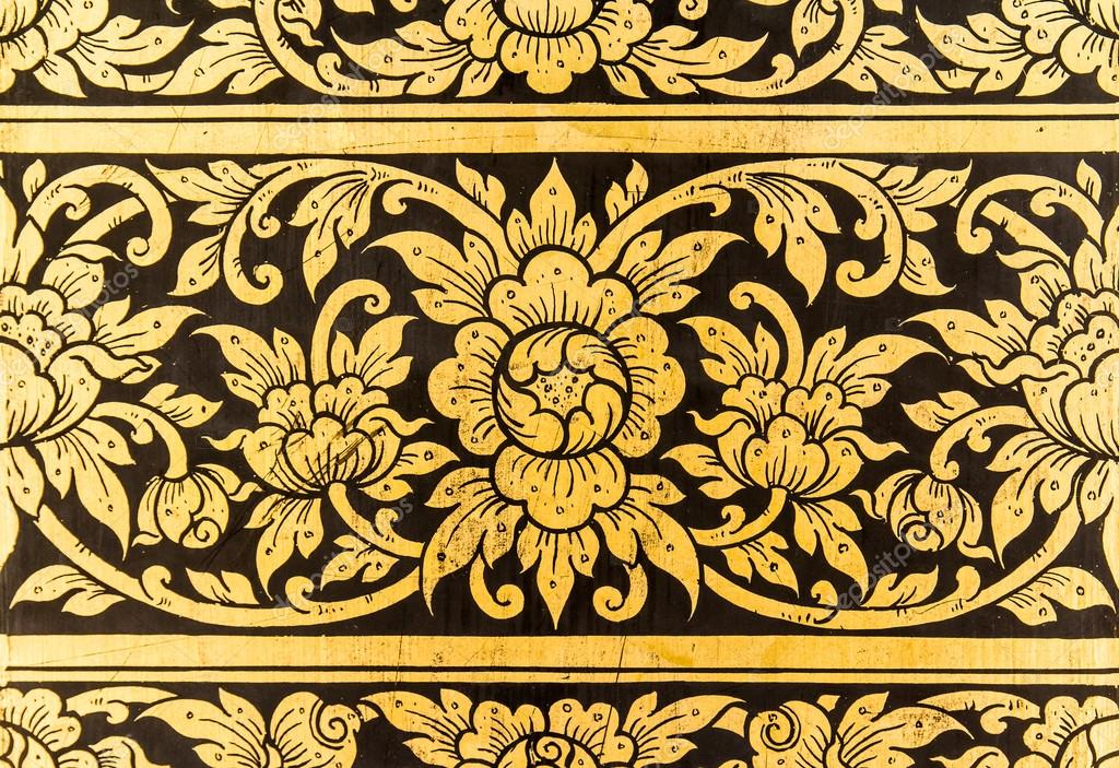 Traditional Ancient Thai style Gold painting art Pattern Stock Photo by ...