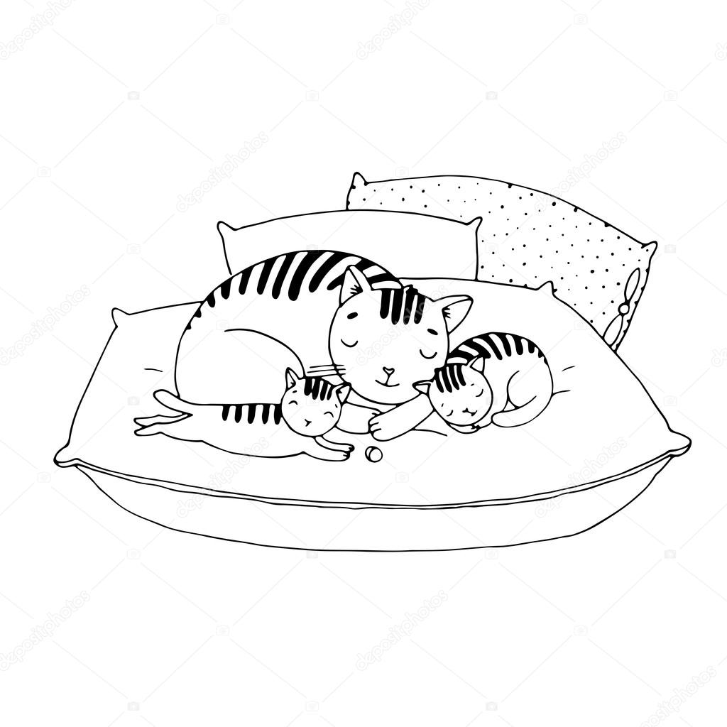 Cute cartoon cats on cushions. Stock Vector Image by ©Natasha_Chetkova ...