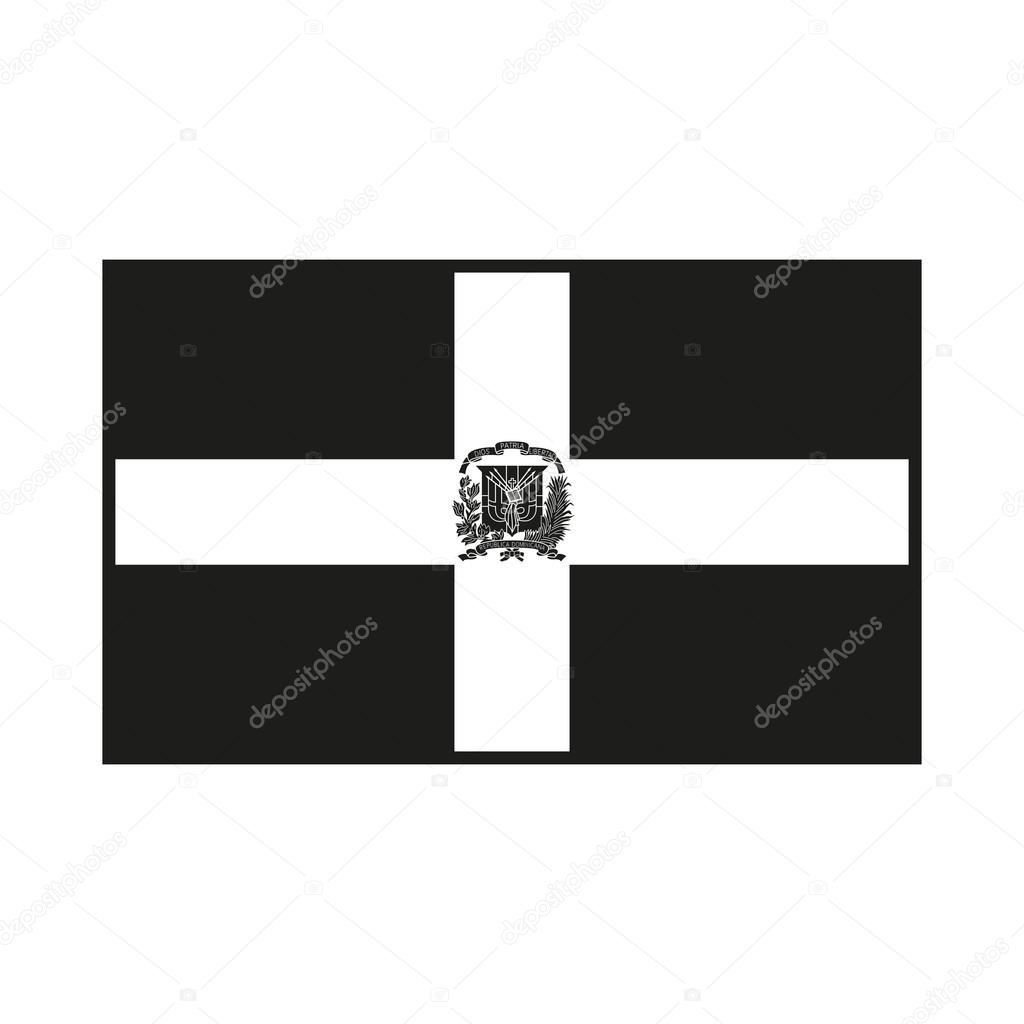 Bandera de República Dominicana monocromo sobre fondo blanco Vector de ...