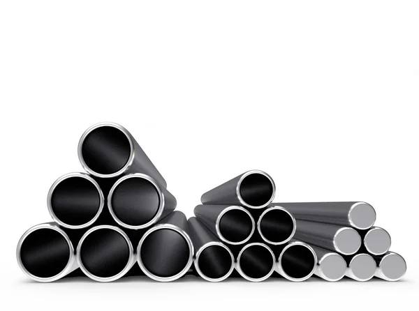 Metal pipes of different diameters stacked in a pyramids Stock Photo by ...