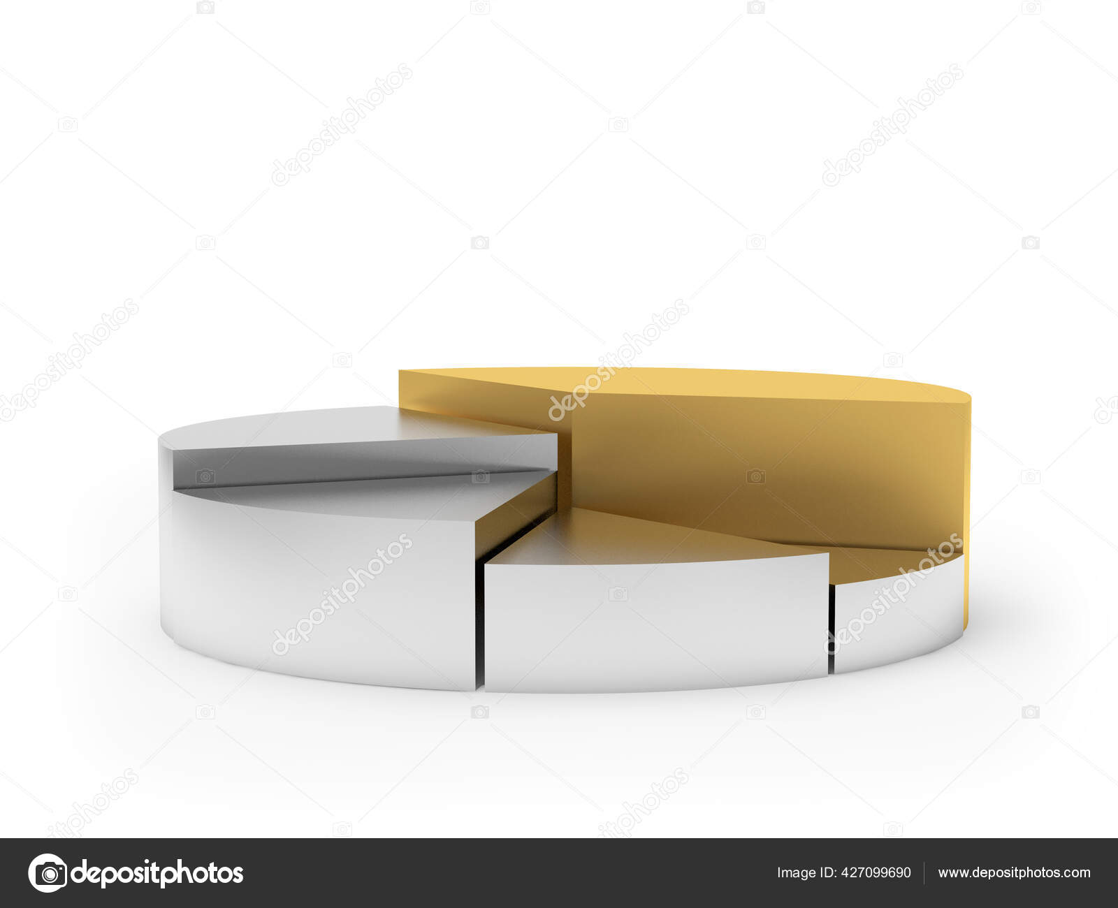 Pie Chart Gold Silver Segments Isolated White Background Illustration ...