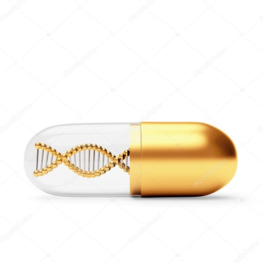 Medical capsule with a DNA molecule structure inside — Stock Photo ...