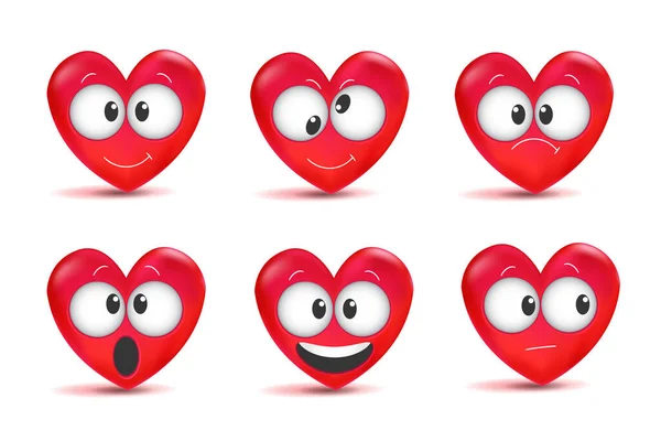 Set of emoticons funny heart. Smile, kiss, wink, sad, evil, cry, Stock ...