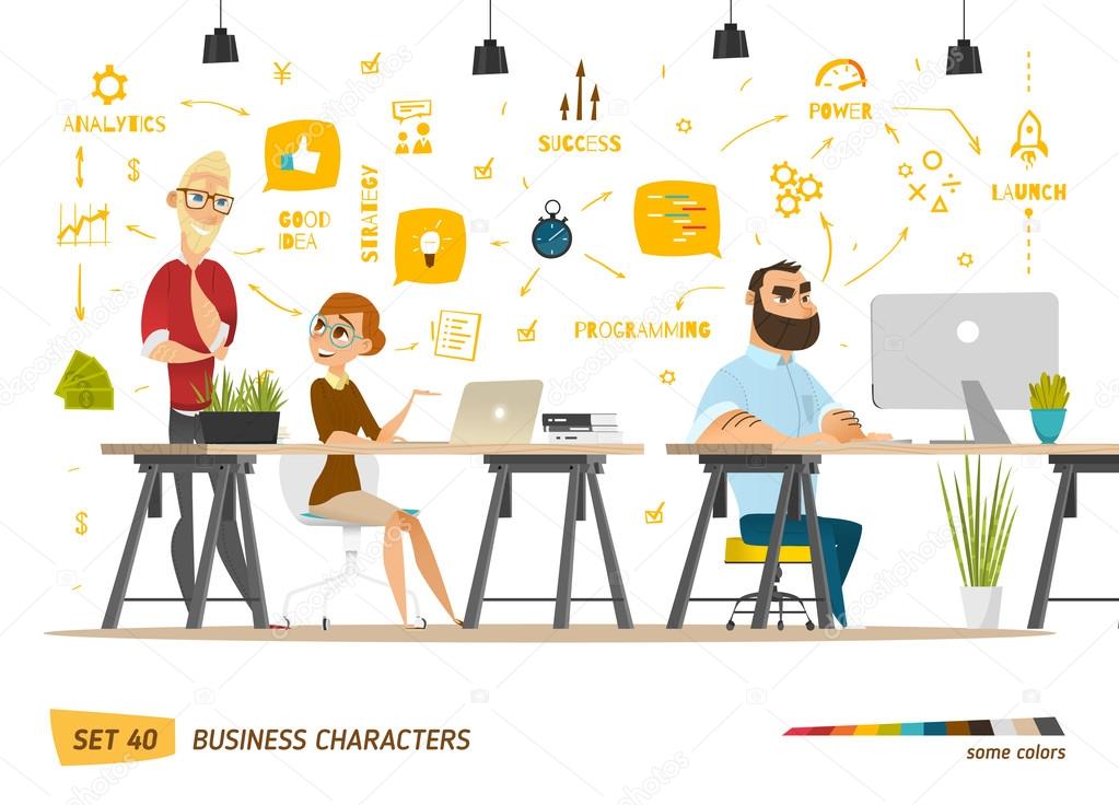 Negocios colección de personajes de dibujos animados . Vector de Stock ...