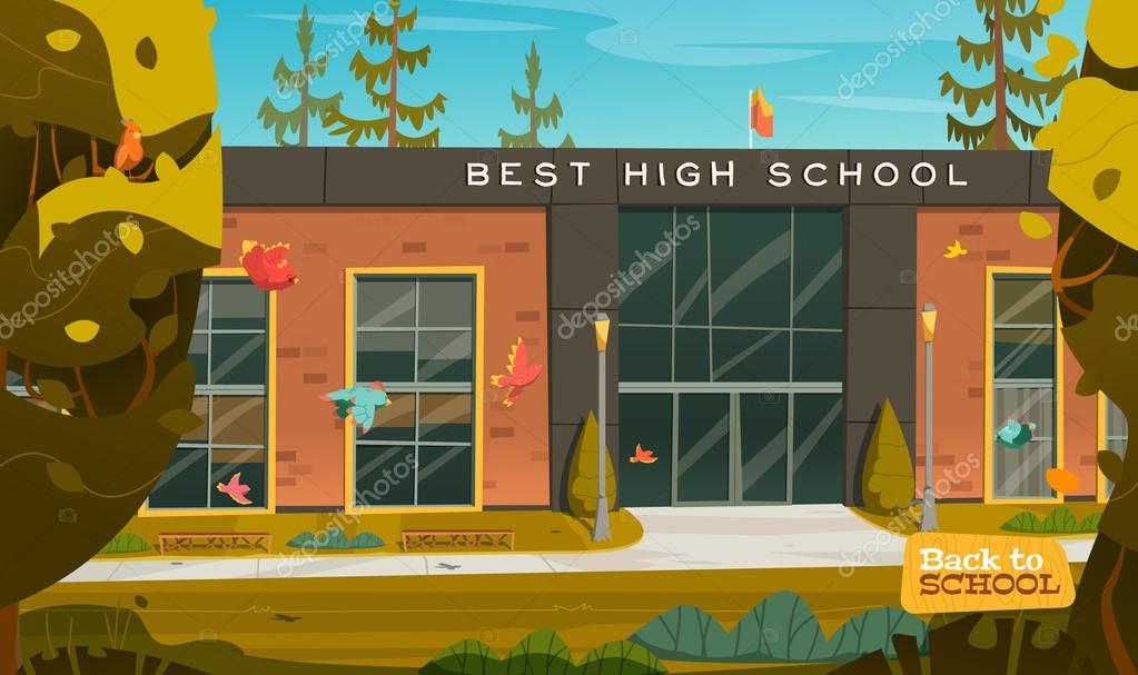 Hermosa fachada de escuela secundaria Stock Vector by ©alexdrumcheg ...