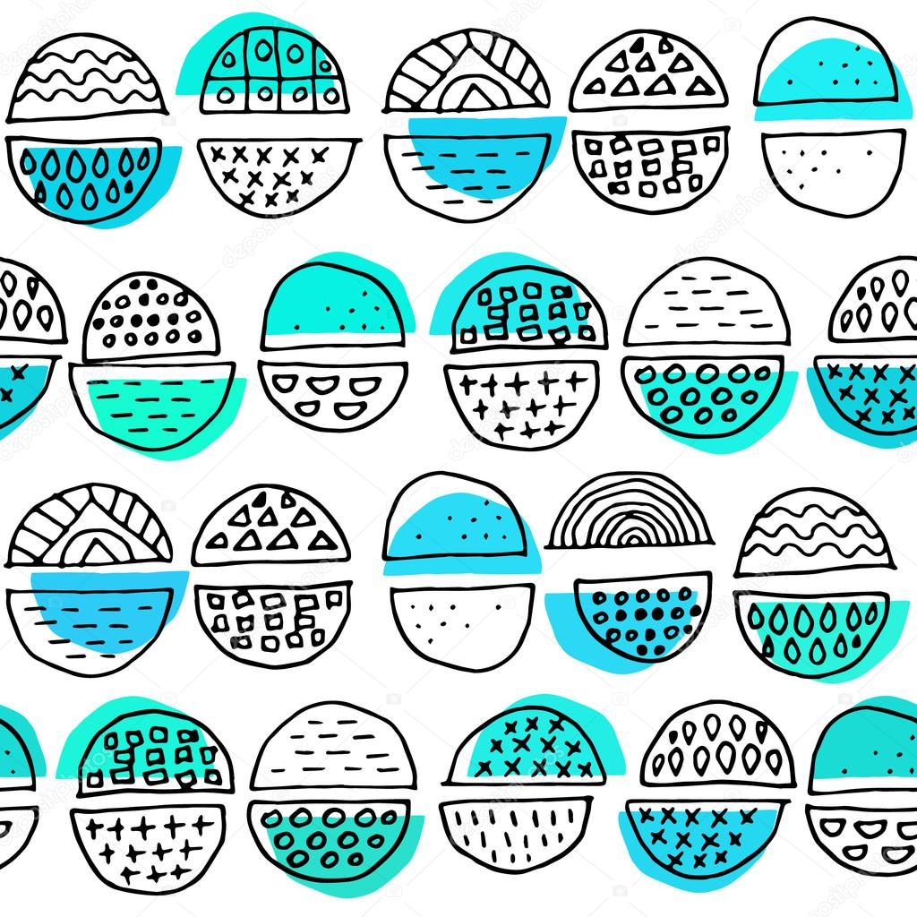 Hand drawn pattern with simple geometric shapes. Stock Vector Image by ...