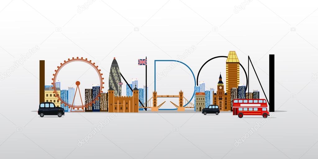 Letras de London City. Ilustración vectorial 2022