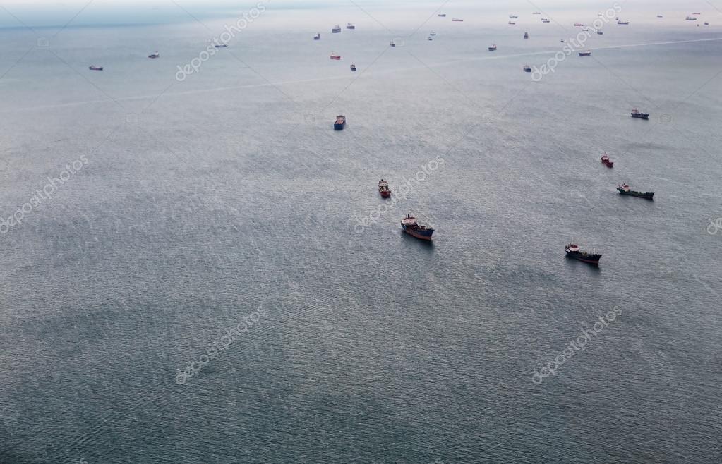 Aerial view of tanker ships — Stock Photo © Koraysa #109365762