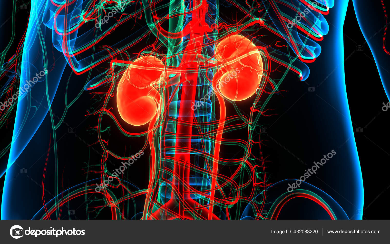 Anatomía Renal Del Sistema Urinario Humano — Foto de stock #432083220 ...
