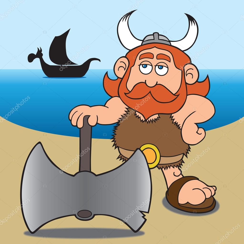 Vikingo de dibujos animados con hacha grande 2024 Vikingo de dibujos animados con hacha grande 2024