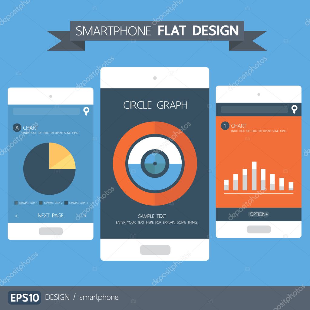 Smartphone with chart and graph flat design, vector illustion Stock ...