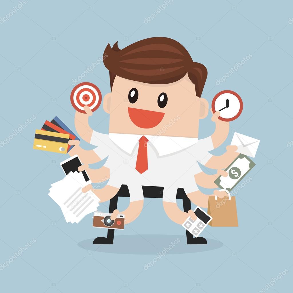 Businessman with multitasking and multi skill vector. Stock Vector ... Businessman with multitasking and multi skill vector. Stock Vector ...