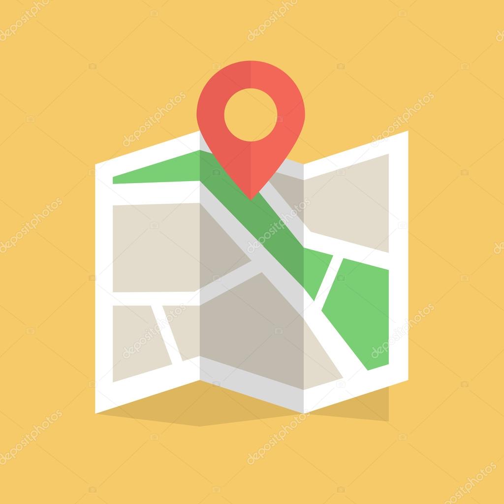 Vector Map with Label Icon, Flat colored location icon Stock Vector ...