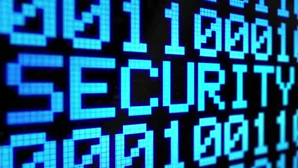 Looped animated background with running lines with binary code and shimmering text "HACKED ...