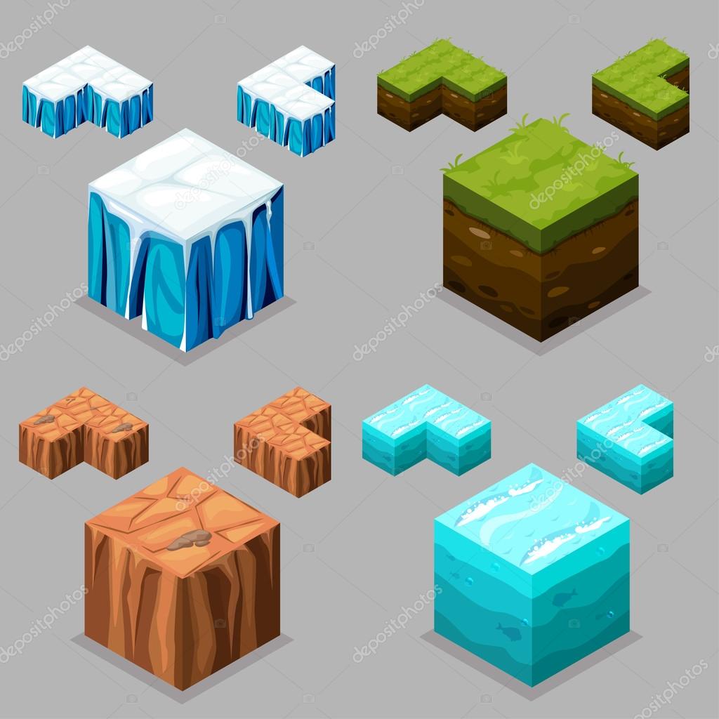 Nature isometric. Ice, desert , land and water Stock Vector Image by ...