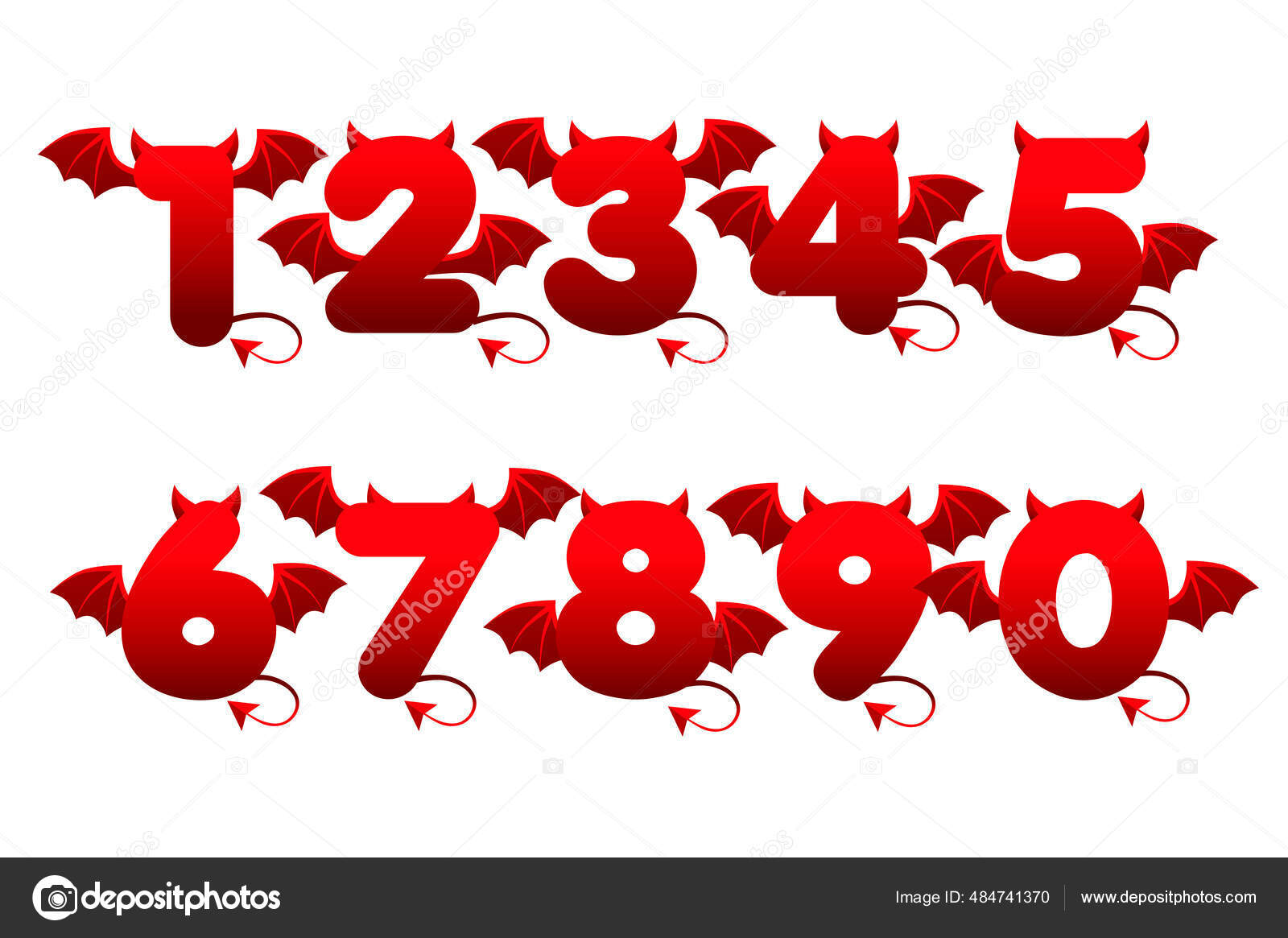 Devil red numbers with wings for ui games. Stock Vector by ©BabySofja ...