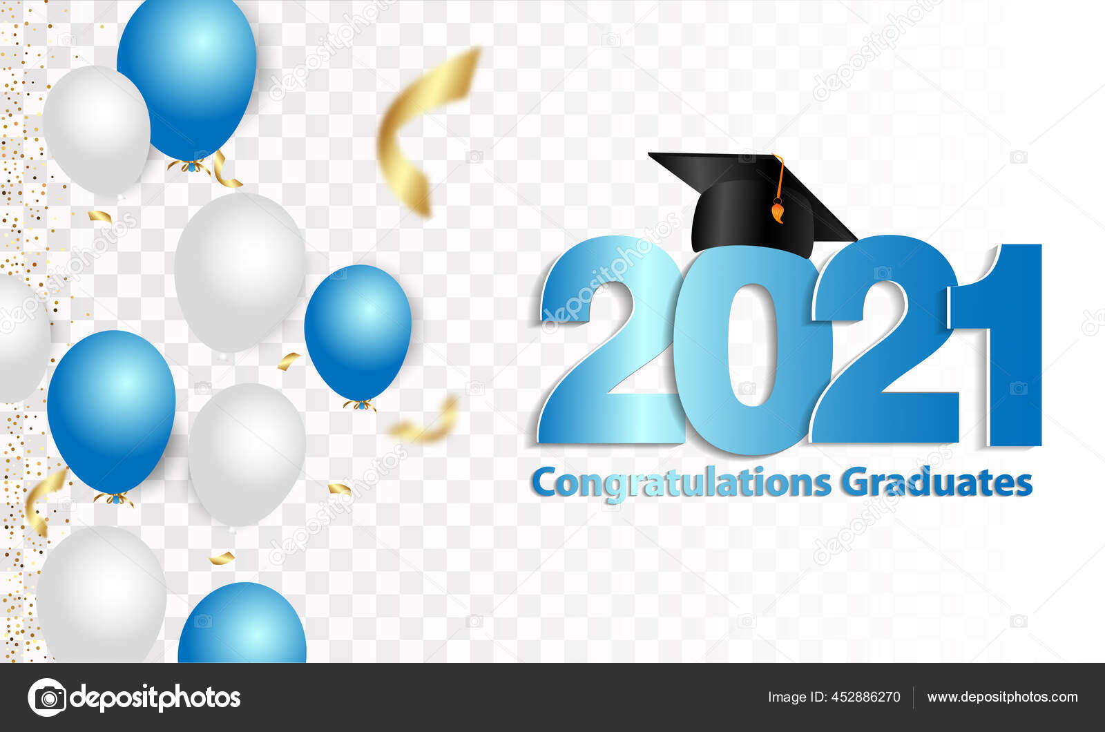 Congratulations Graduation Class 2021 Graduation Cap Confetti Balloons ...