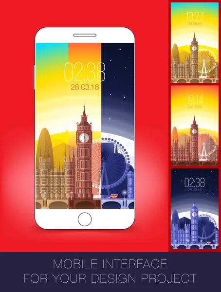 Colorful mobile interface wallpaper on blurred background. Mobile ...