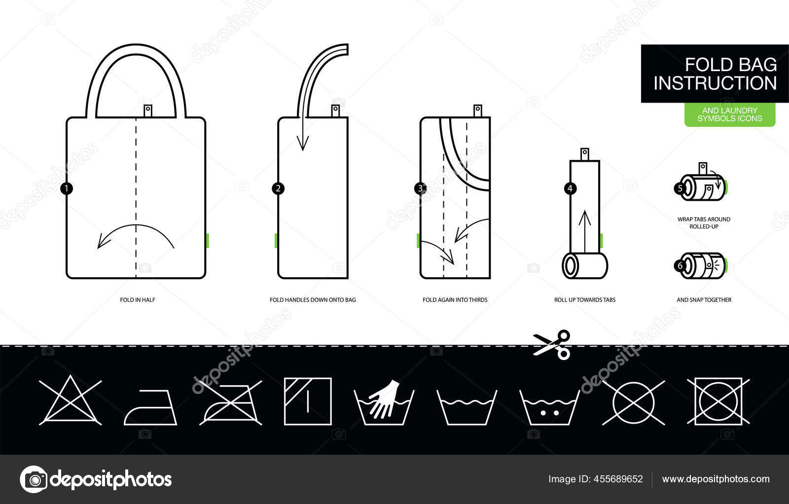 Instruction How Fold Step Step Eco Bag Foldable Reusable Shopping Stock ...