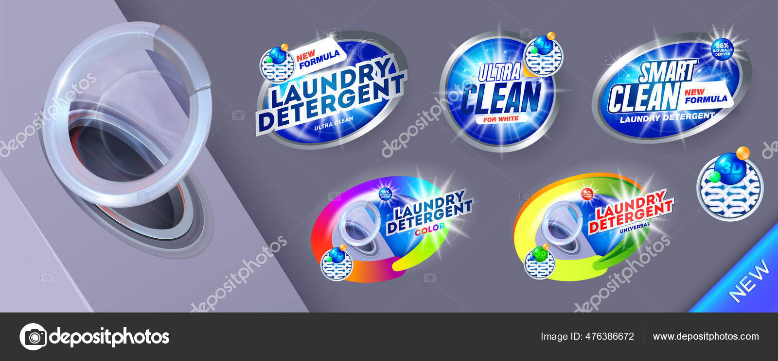 Large Set Laundry Detergent Banners Smart Clean Template Laundry ...