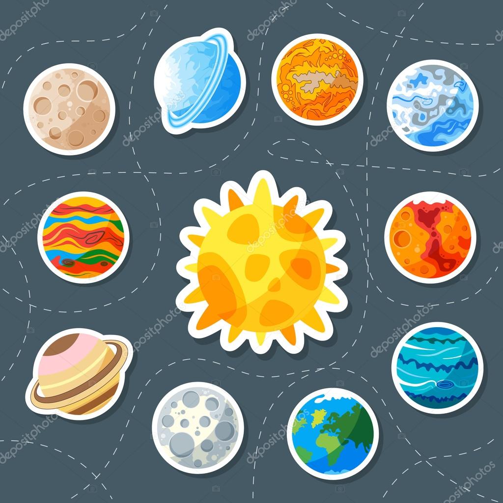 Cute planet. Sticker. saturn, mars, neptune, earth, venus, mercury ...