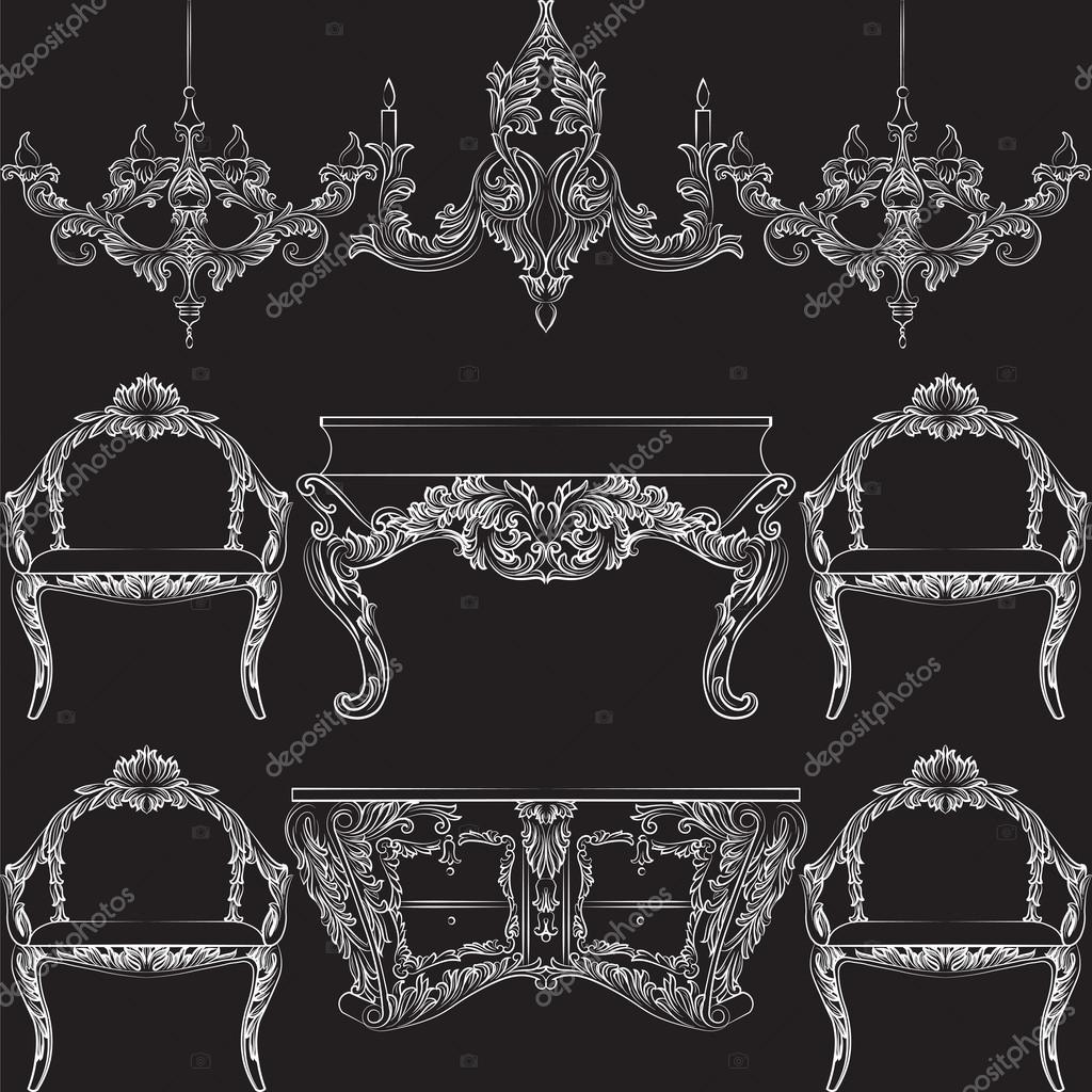 Fabulous Rich Baroque Rococo furniture set Stock Vector Image by ...
