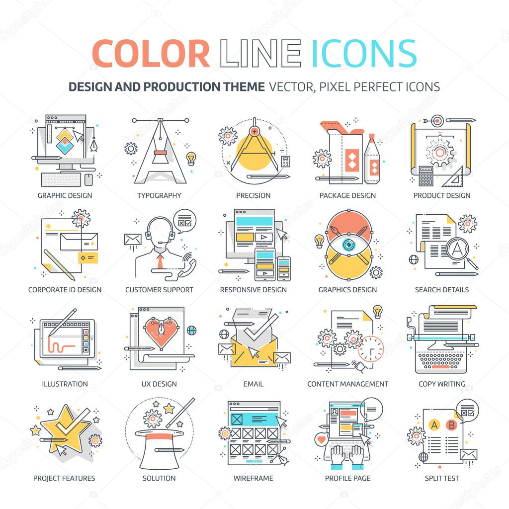 Color line, design concept illustrations, icons Stock Vector Image by ...