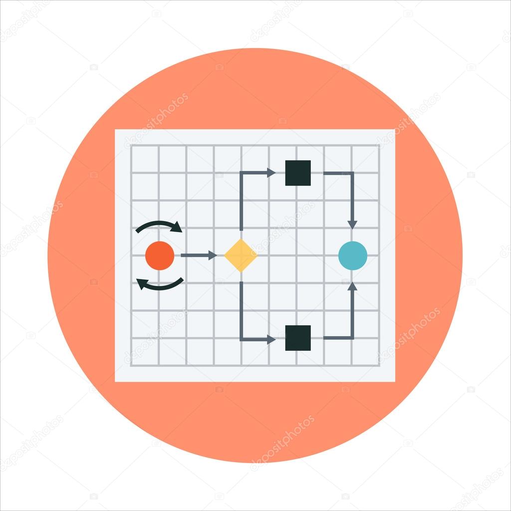 Flowchart, mind map Flat style colorful, vector icon — Stock Vector ...