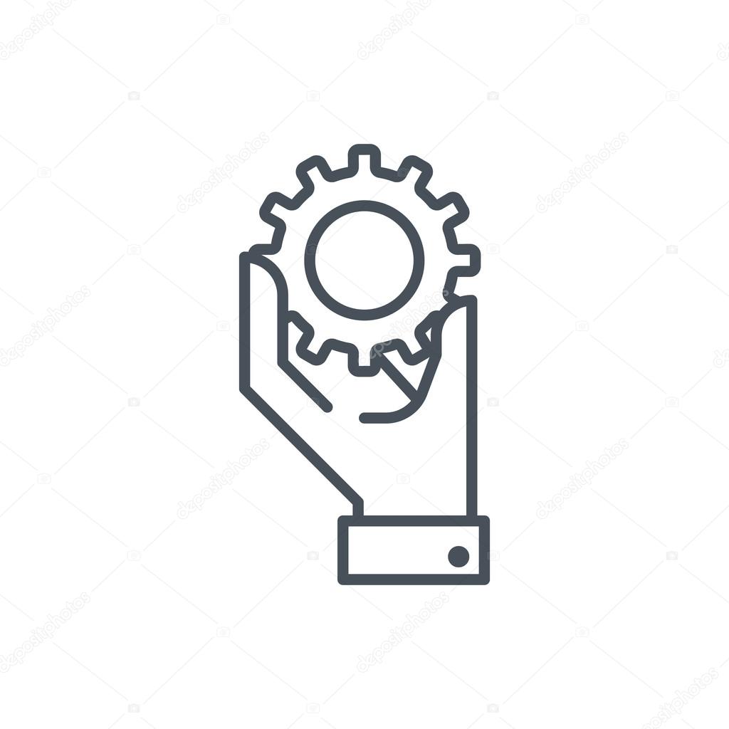 Hand holding a gear icon — Stock Vector © Howcolour #96311396