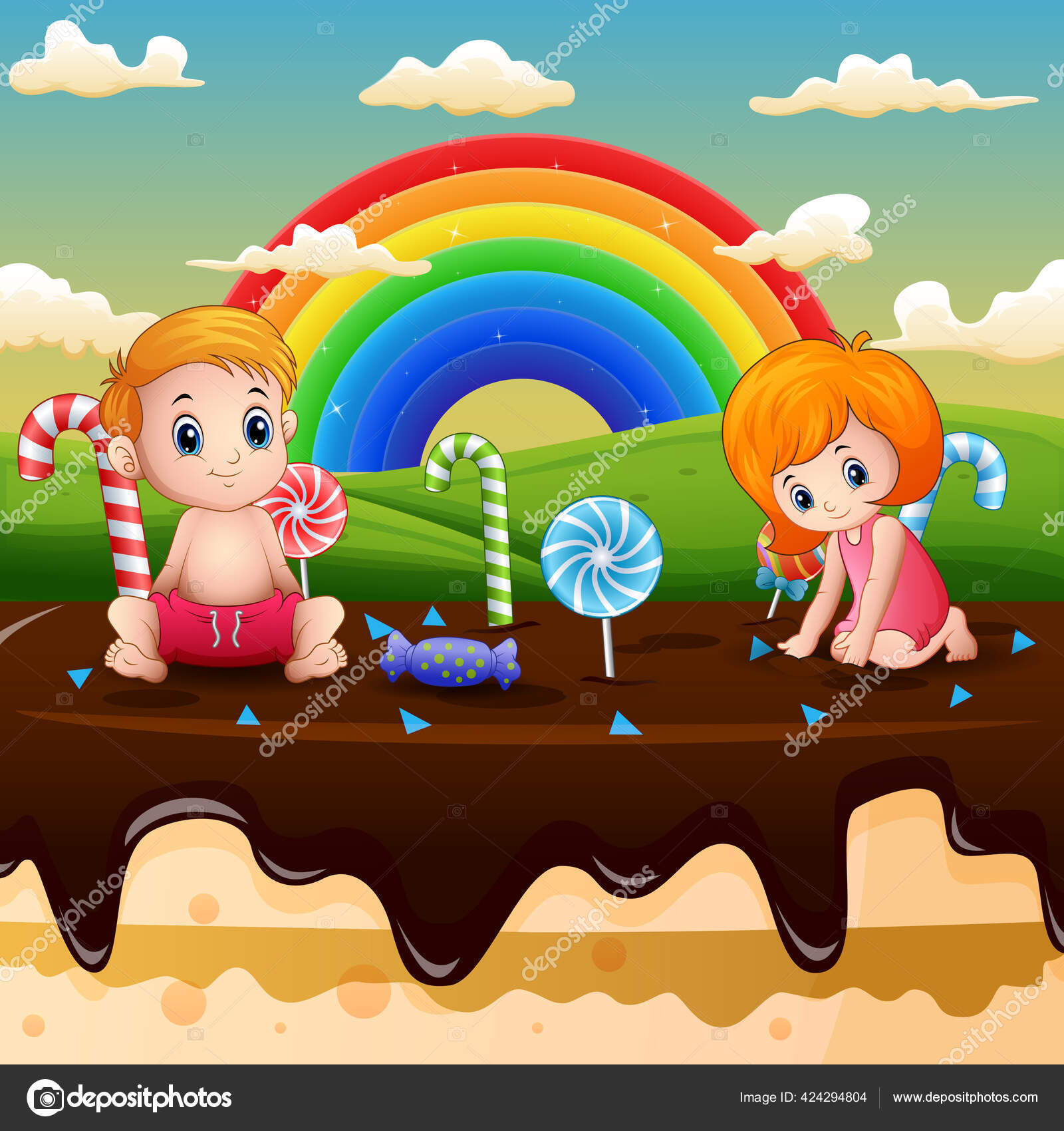 Little Kids Playing Candy Land Illustration Stock Vector by ©dualoro ...