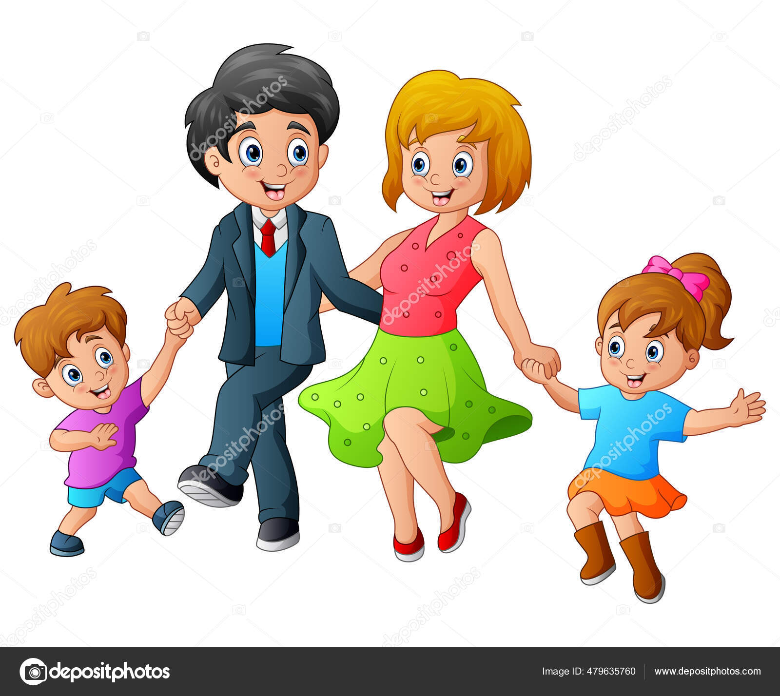 Dibujos Animados De Familia Feliz Familia Feliz Ilustración De