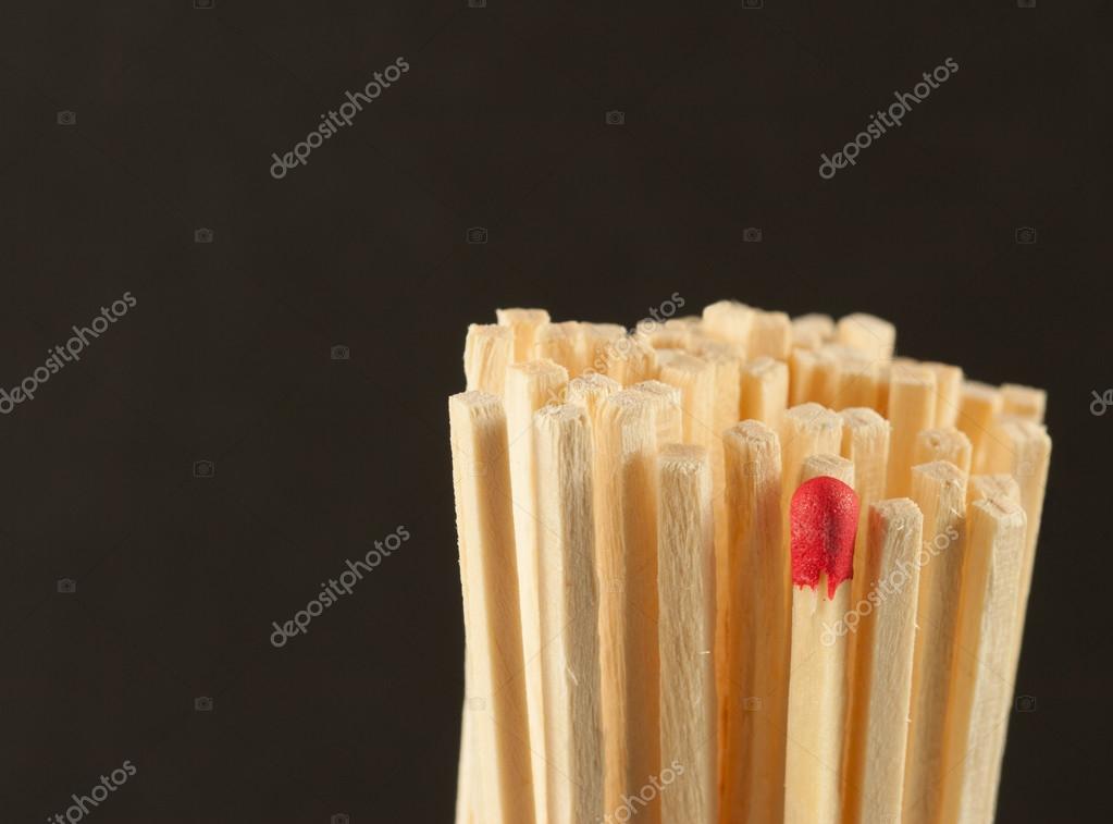 Red matchstick standing among wooden sticks Stock Photo by ©panayot ...