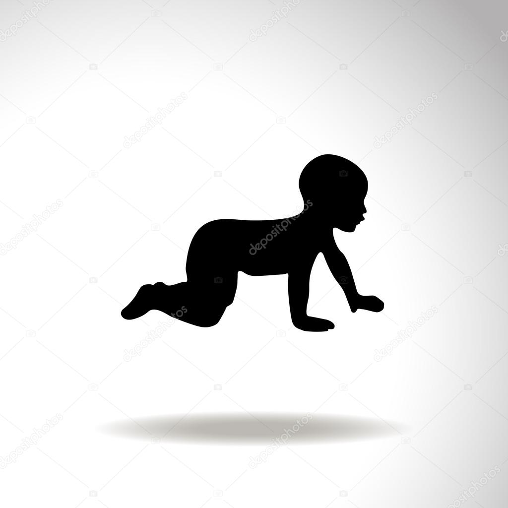 Un bebé gateando, vector silueta — Vector de stock #94798394 ...