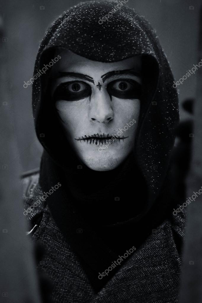 Scary Man Face Black And White