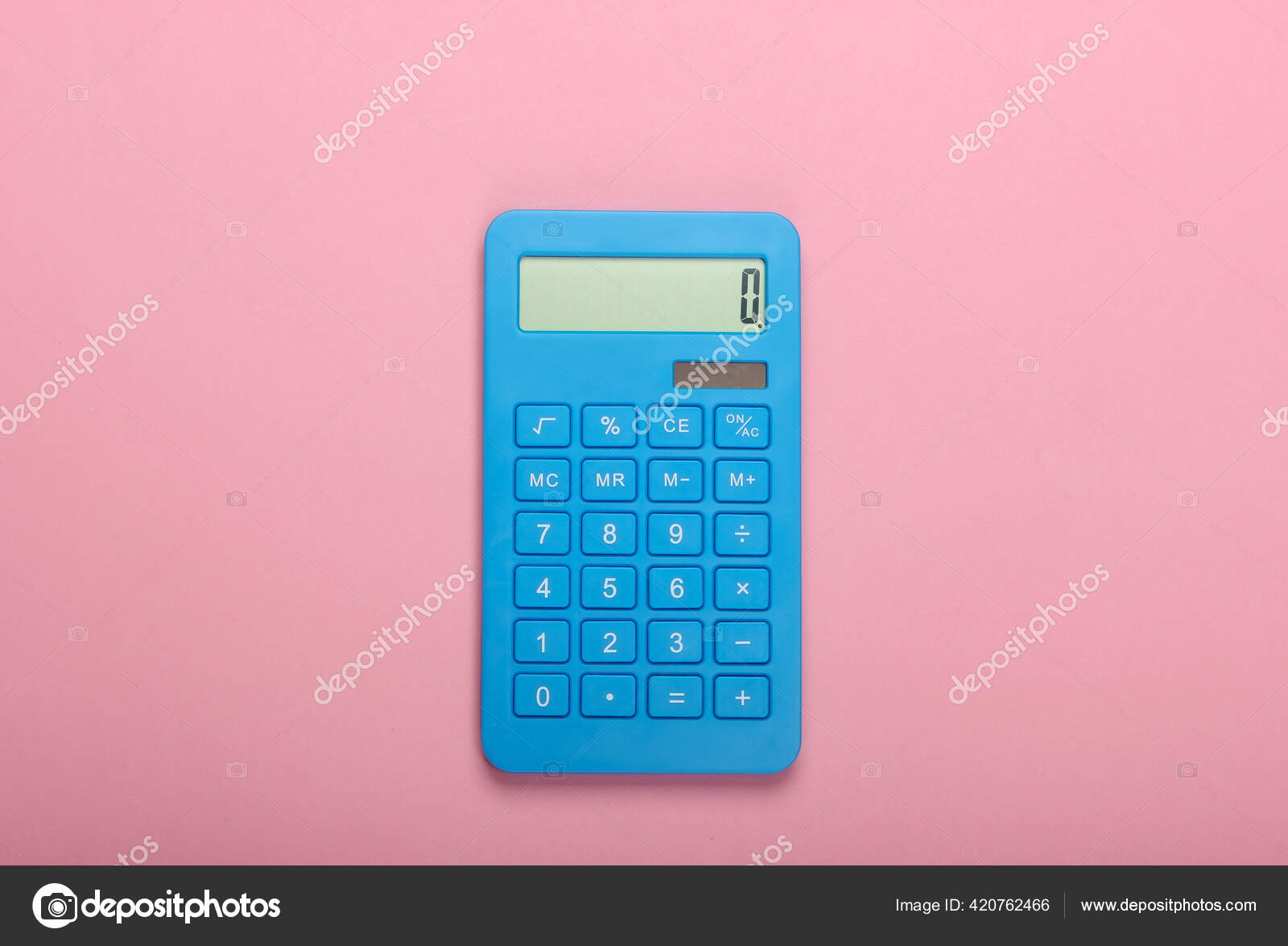 Blue Calculator Pink Pastel Background Calculation Counting Minimalism ...