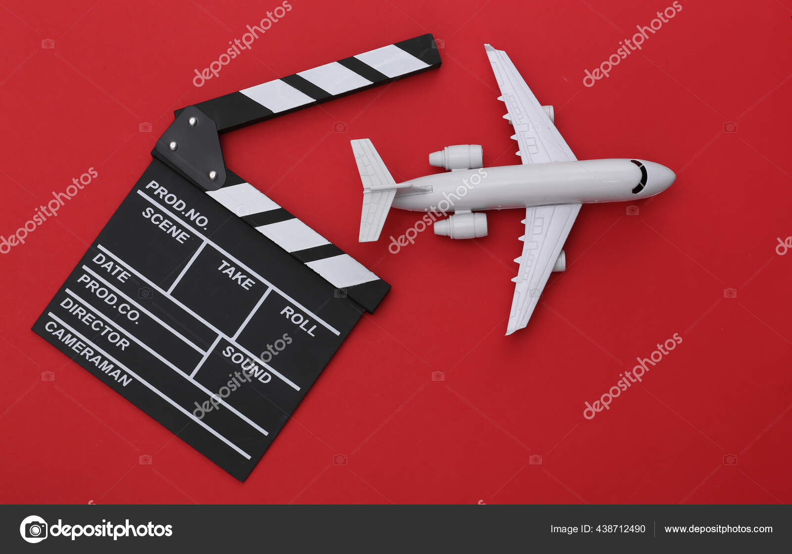 Film Clapper Board Air Plane Red Background Cinema Industry ...