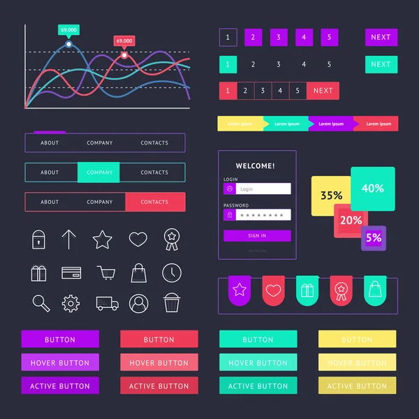 Set of flat design ui elements and icons — Stock Vector © Variant #31897641