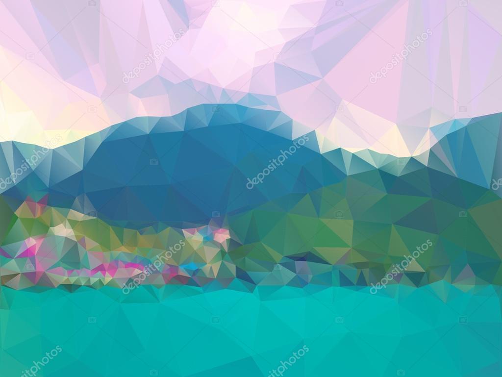 Mountains, sea, sky. Triangle background Stock Vector Image by ...
