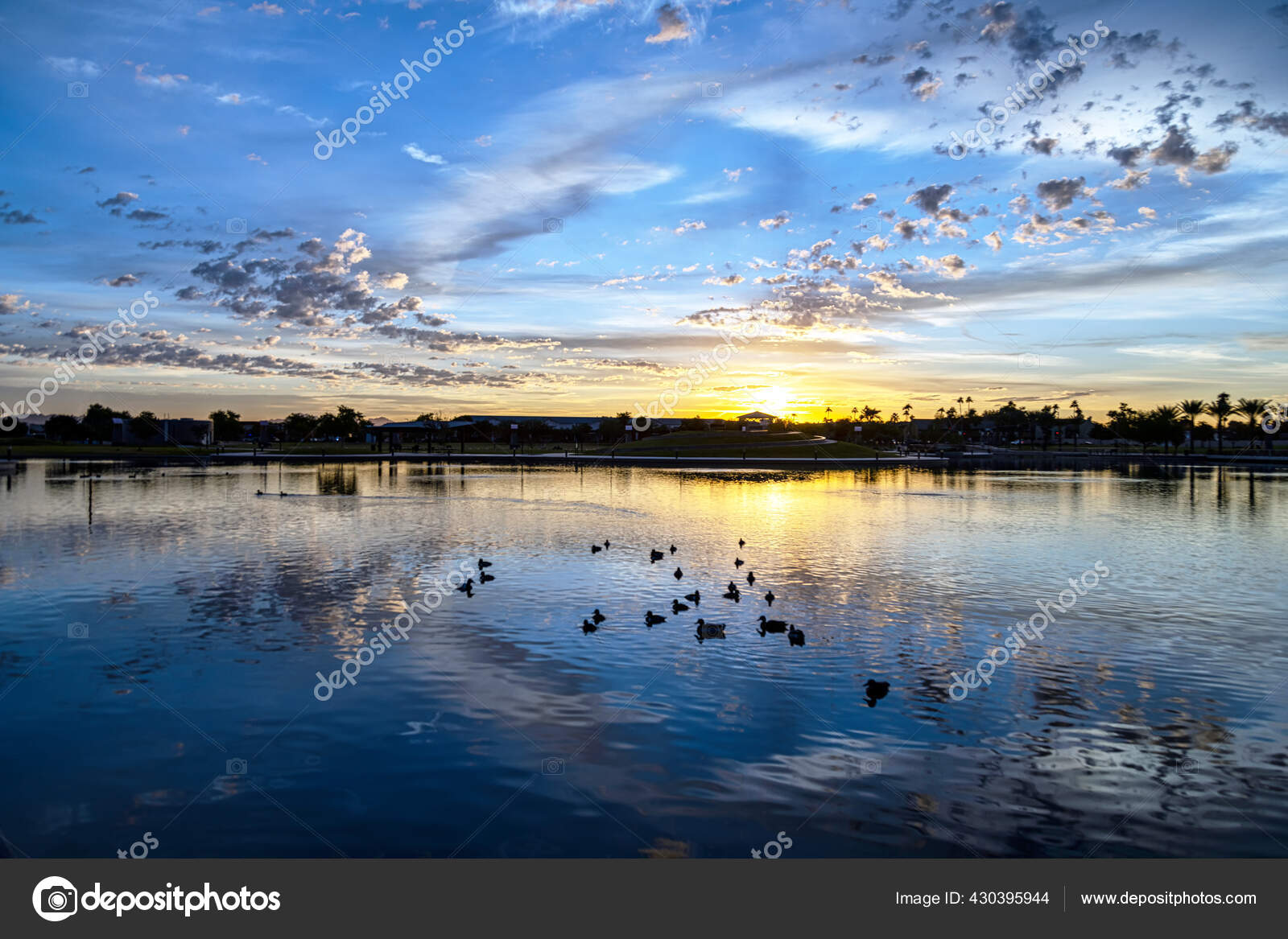 Salida Del Sol Riverview Park Tempe Cerca Phoenix Arizona — Foto de ...