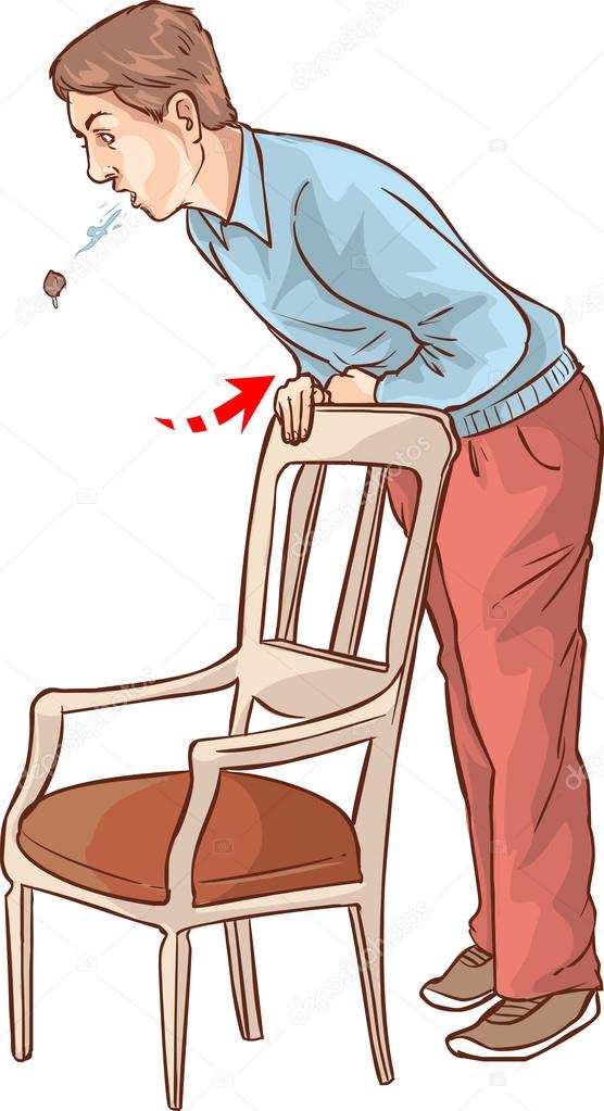 Vector illustration of a Heimlich maneuver on oneself Stock Vector ...